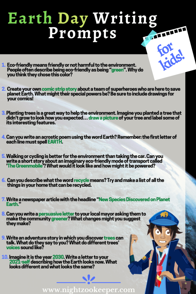 Earth Day Writing Prompts | Night Zookeeper Blog